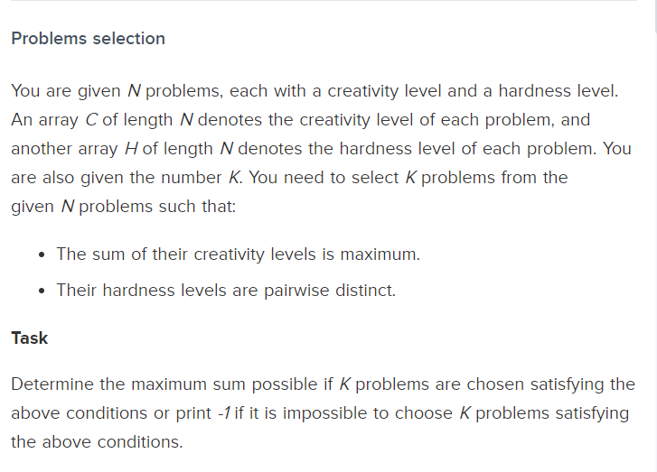 Solved Problems selection You are given N problems, each | Chegg.com