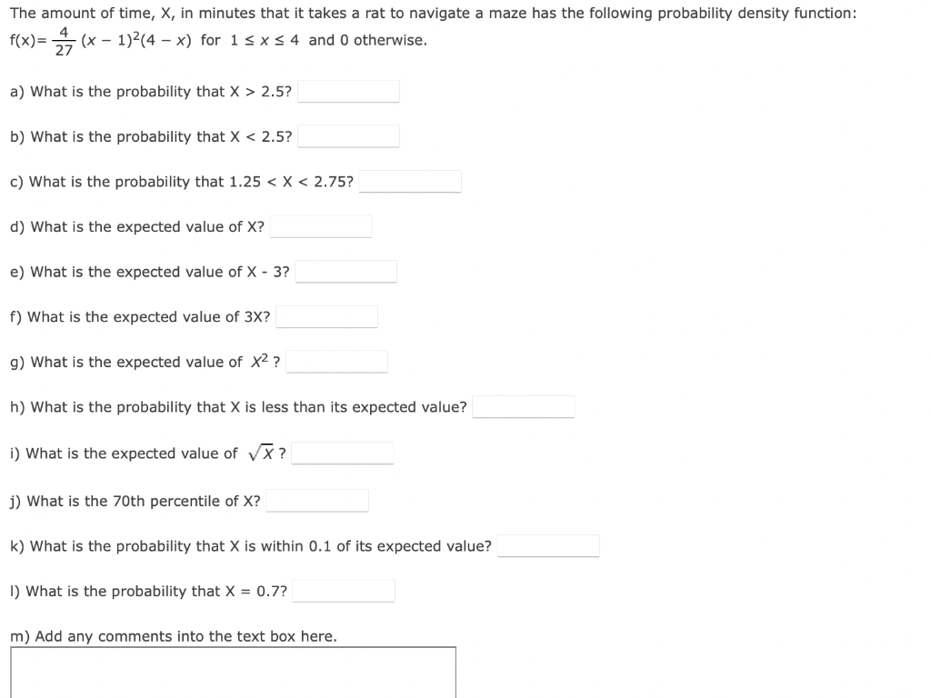 Solved The amount of time, X, in minutes that it takes a rat | Chegg.com