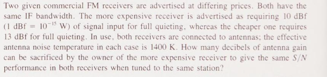 Solved Two given commercial FM receivers are advertised at | Chegg.com