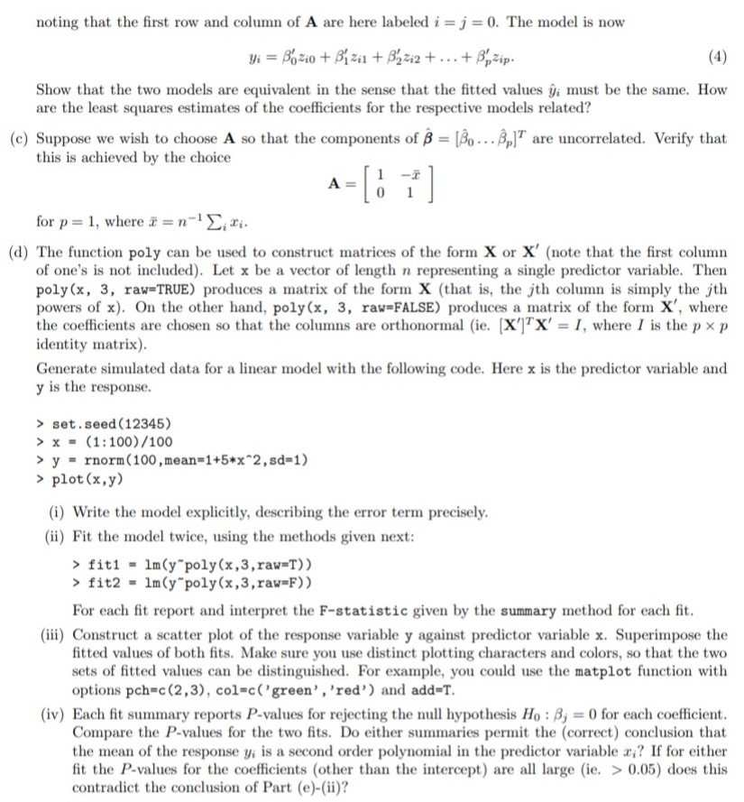 Solved Q3: We are given a multiple linear regression model | Chegg.com