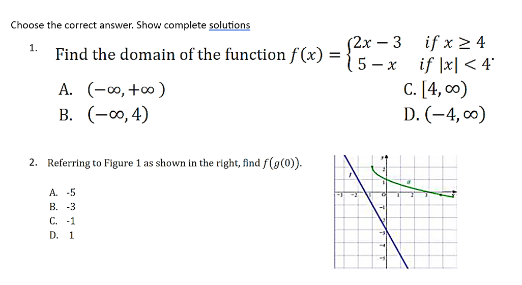 Solved Choose the correct answer. Show complete solutions 1. | Chegg.com