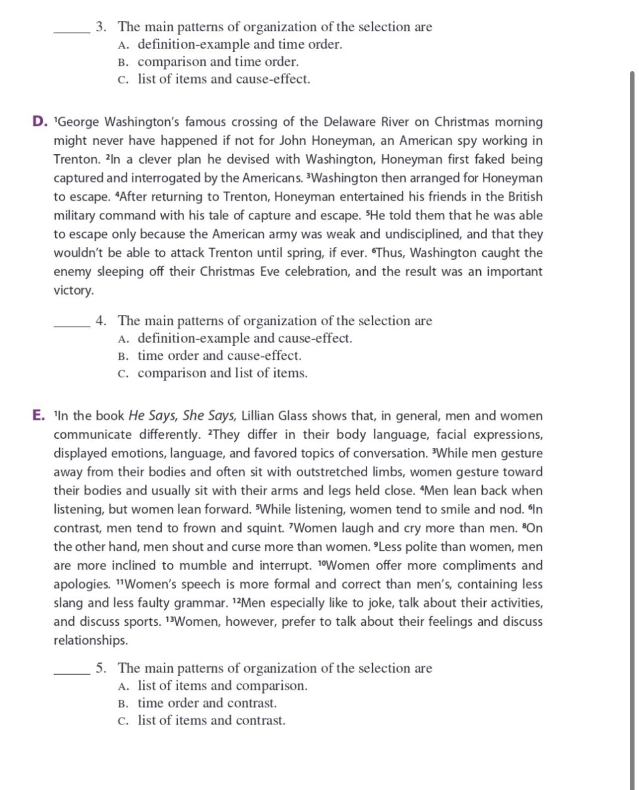 3. The main patterns of organization of the selection | Chegg.com