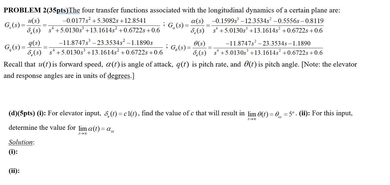 PROBLEM 2(35pts) The four transfer functions | Chegg.com
