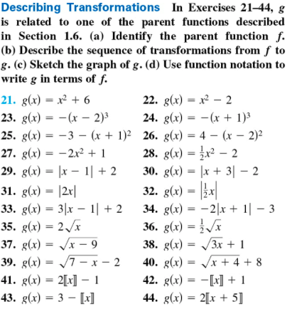 Solved Describing Transformations In Exercises 21–44, g is | Chegg.com