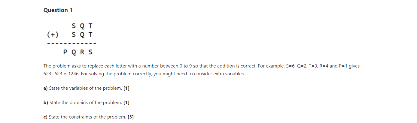 Solved The problem asks to replace each letter with a number | Chegg.com