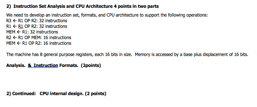 2) Instruction Set Analysis and CPU Architecture 4 | Chegg.com