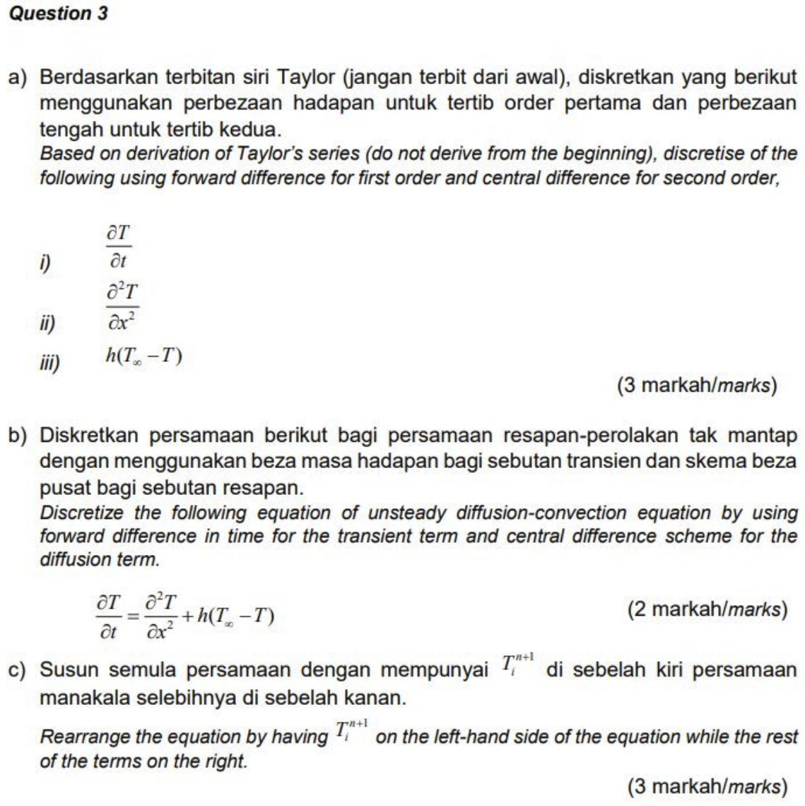 Solved a) Berdasarkan terbitan siri Taylor (jangan terbit | Chegg.com