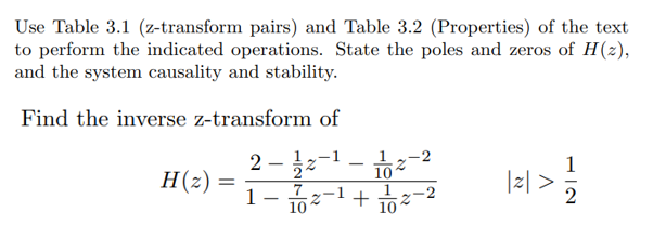 Use Table 3.1 (z-transform pairs) and Table 3.2 | Chegg.com