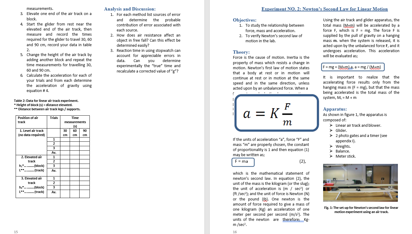 Experiment NO.1: Kinematics of Linear Motion Drop Bo | Chegg.com