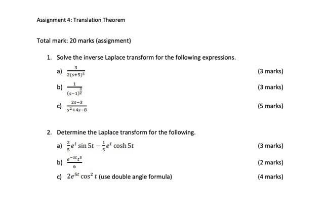 Solved Assignment 4: Translation Theorem Total mark: 20 | Chegg.com