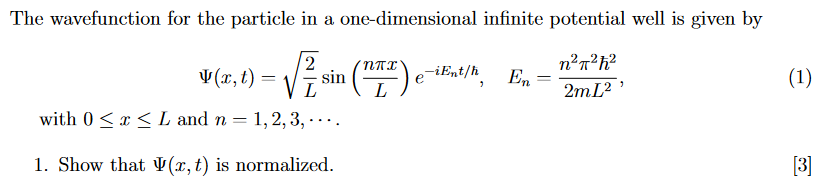Solved The wavefunction for the particle in a | Chegg.com