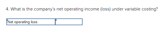 Solved 4. What is the company's net operating income (loss) | Chegg.com