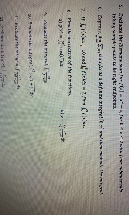 Solved Evaluate the Riemann sum for f(x) x2-x, for 0 5. x-2 | Chegg.com