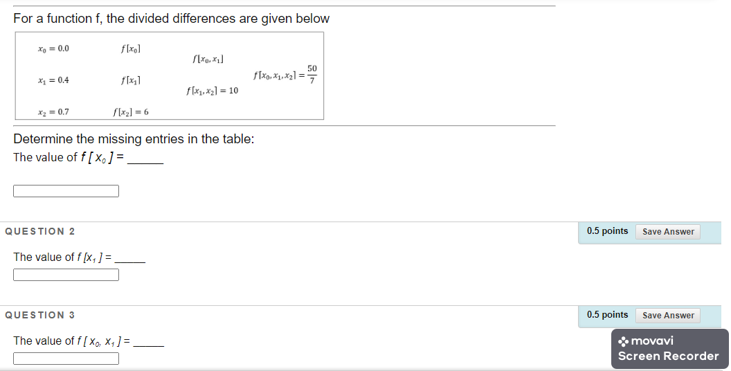 Solved For a function f, the divided differences are given | Chegg.com