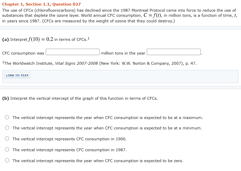Solved Chapter 1, Section 1.1, Question 027 The use of CFCs | Chegg.com