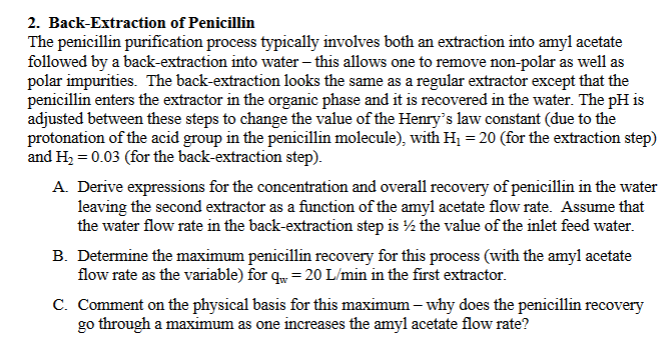 Solved 2. Back-Extraction of Penicillin The penicillin | Chegg.com