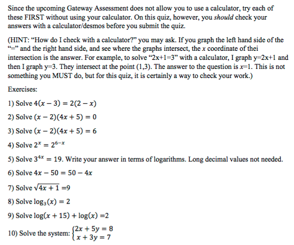 Solved Since the upcoming Gateway Assessment does not allow | Chegg.com