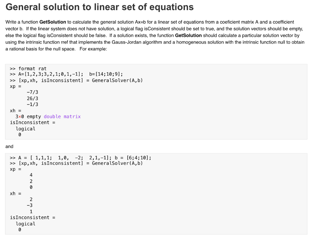 Solved General solution to linear set of equations Write a | Chegg.com