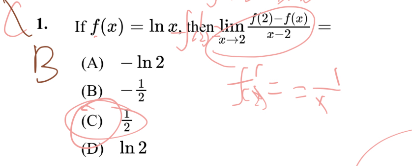 Solved C 1. ﻿If f(x)=lnx, ﻿then | Chegg.com