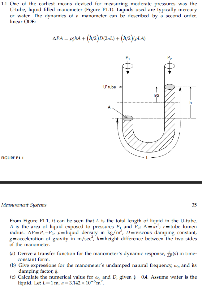 Solved 1.1 One of the earliest means devised for measuring | Chegg.com