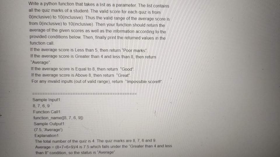 Solved Write a python function that takes a list as a | Chegg.com