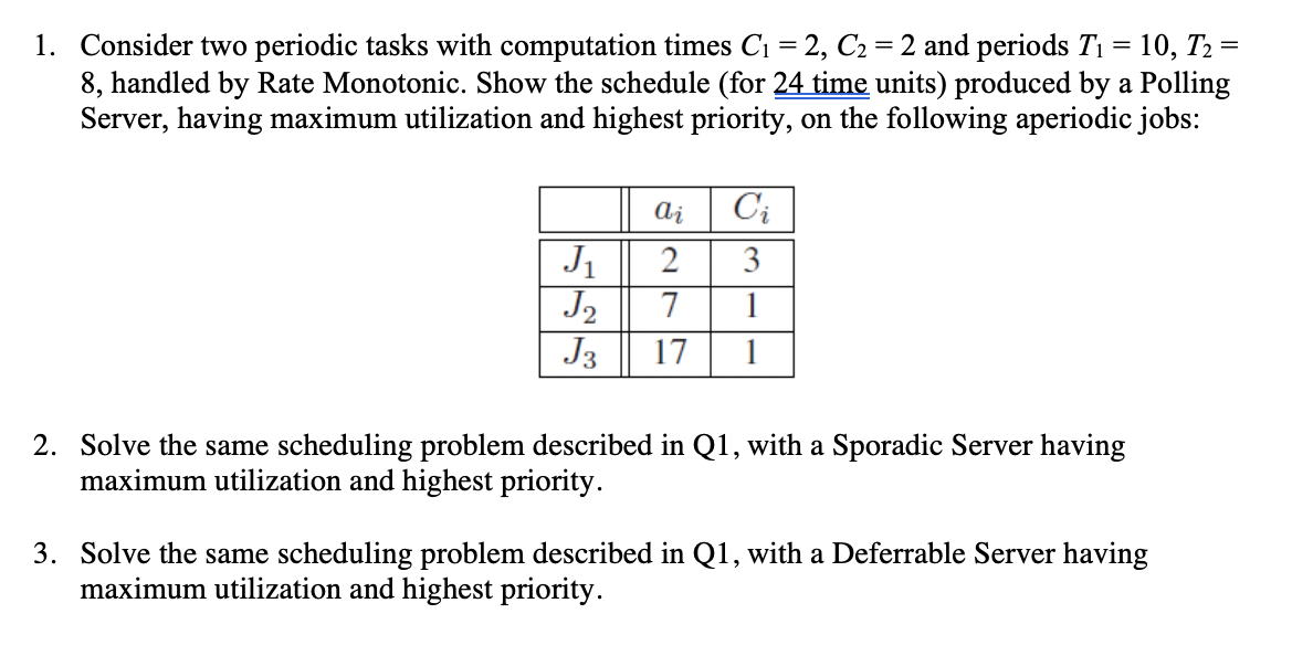 Solved 1 Consider Two Periodic Tasks With Computation Times