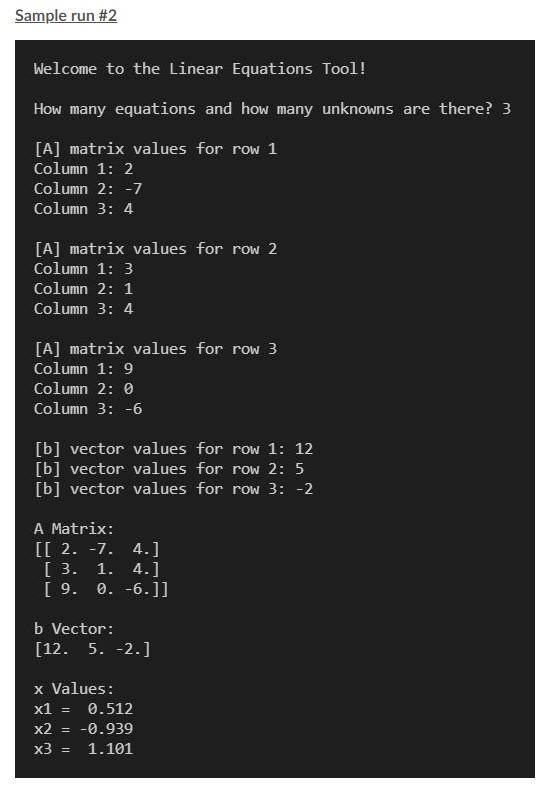 Solved Create a linear equations tool for given sample runs | Chegg.com