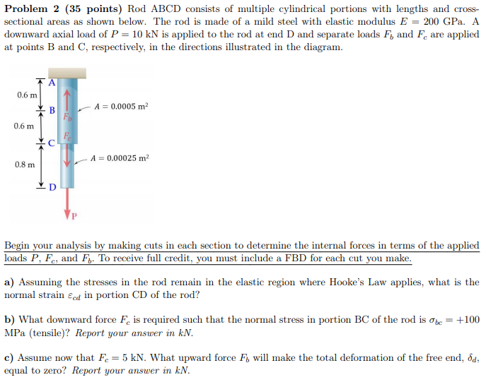 Solved Problem 2 (35 points) Rod ABCD consists of multiple | Chegg.com
