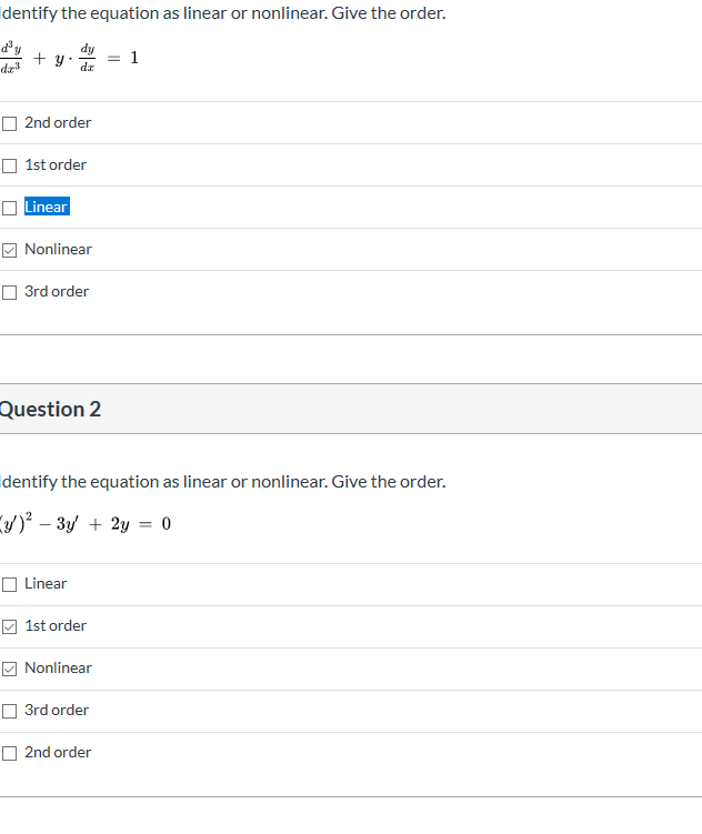 Solved Identify the equation as linear or nonlinear. Give | Chegg.com