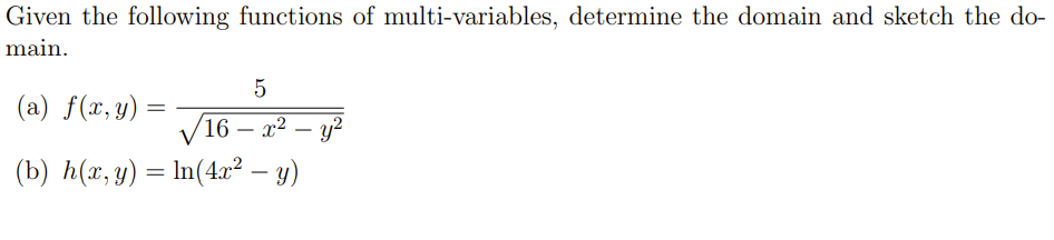 Solved Given the following functions of multi-variables, | Chegg.com