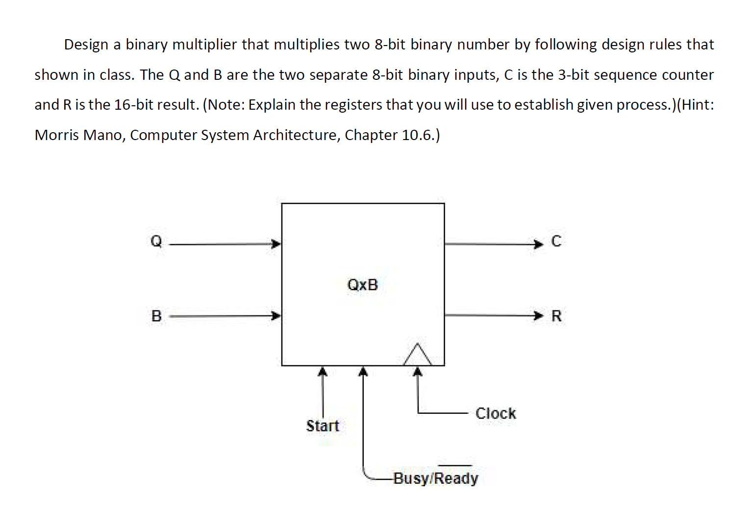 Solved Design A Binary Multiplier That Multiplies Two 8 Bit 