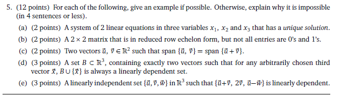 Solved 5. (12 points) For each of the following, give an | Chegg.com