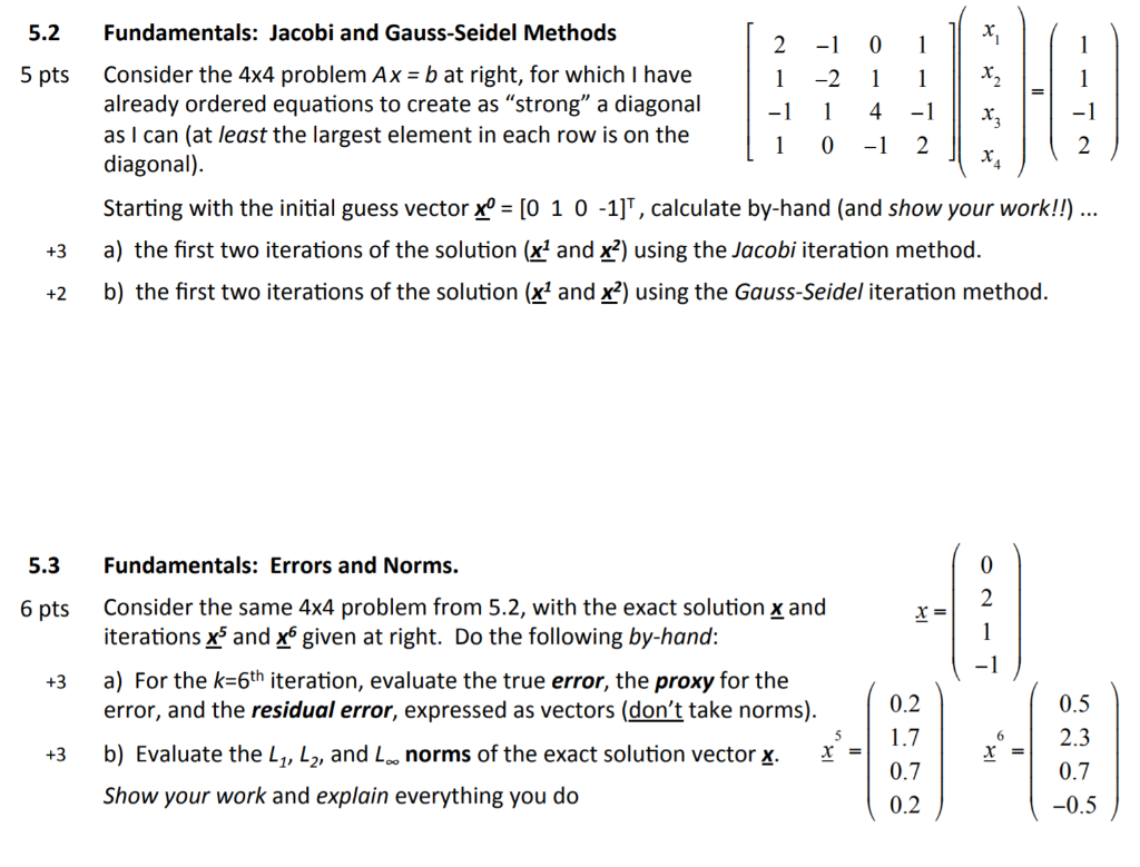Solved 5.2 Fundamentals: Jacobi and Gauss-Seidel Methods. | Chegg.com