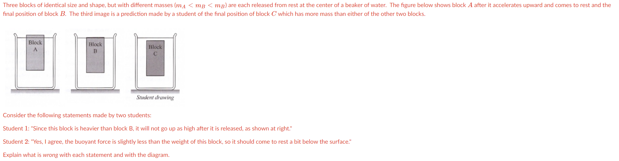 Solved Three blocks of identical size and shape, but with | Chegg.com