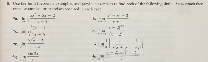 Solved Use the limit theorems, examples, and previous | Chegg.com