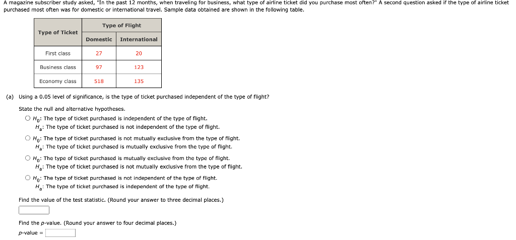 Solved (a) Using a 0.05 level of significance, is the type | Chegg.com