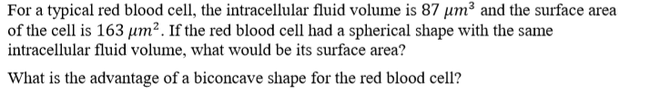 Solved For a typical red blood cell, the intracellular fluid | Chegg.com