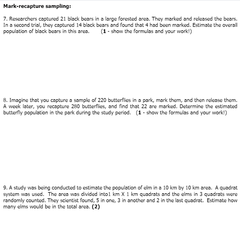Solved Mark-recapture sampling: 7. Researchers captured 21 | Chegg.com