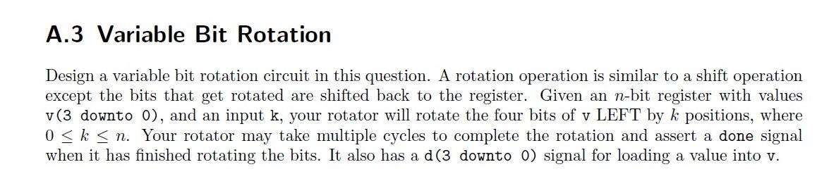 Solved A3 Variable Bit Rotation Design A Variable Bit 2671