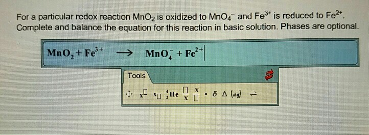 Solved For a particular redox reaction MnO2 is oxidized to | Chegg.com