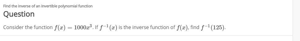 Solved Find the inverse of an invertible polynomial function | Chegg.com