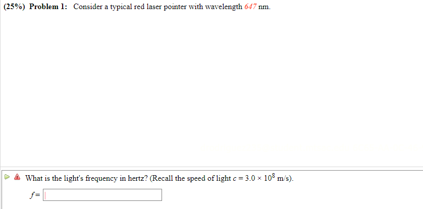 Solved (25%) Problem 1: Consider a typical red laser pointer | Chegg.com