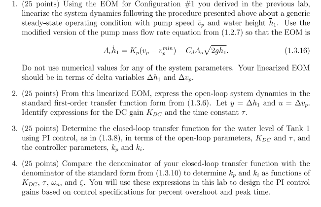 1. (25 points) Using the EOM for Configuration #1 you | Chegg.com