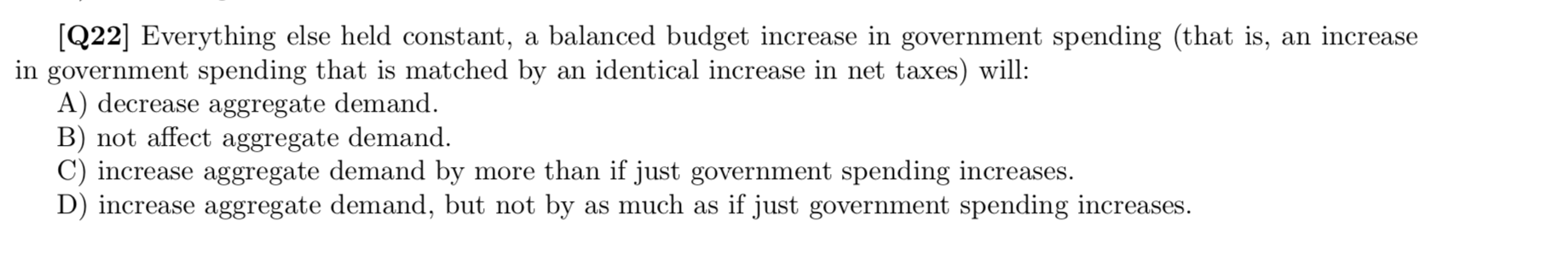 Solved [Q22] Everything else held constant, a balanced | Chegg.com