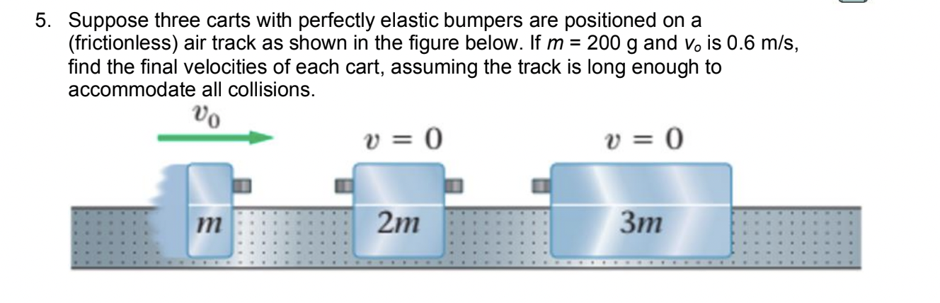 Solved Suppose three carts with perfectly elastic bumpers | Chegg.com