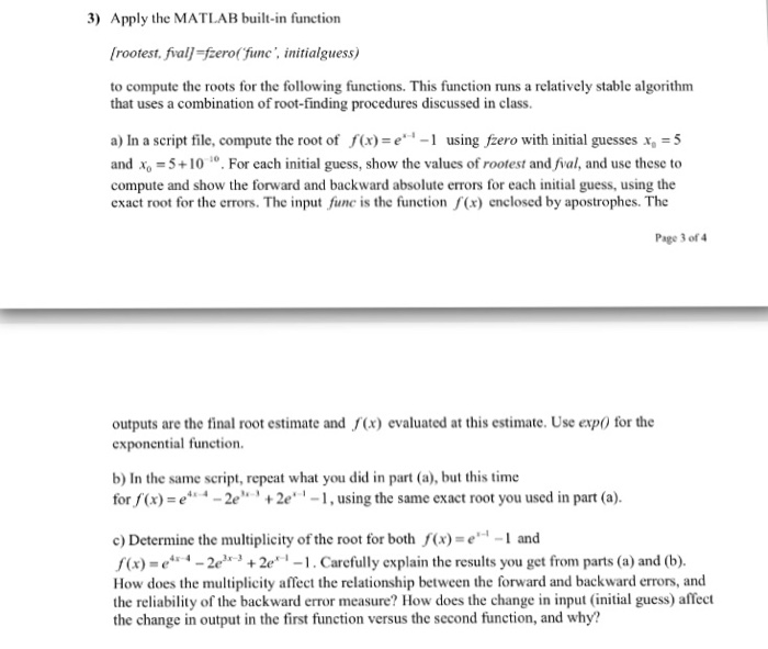 Solved 3) Apply the MATLAB built-in function trootest, | Chegg.com