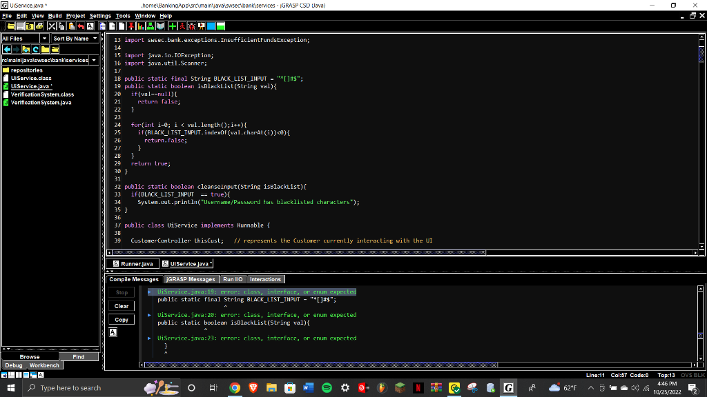 Solved In your UIServices class, add a new method, | Chegg.com