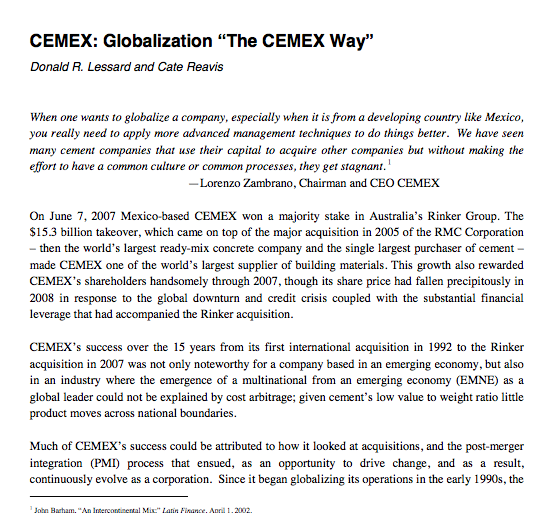 READ: GLOBAL CEMEX CASE THEN ANSWER THE 3 QUESTIONS | Chegg.com