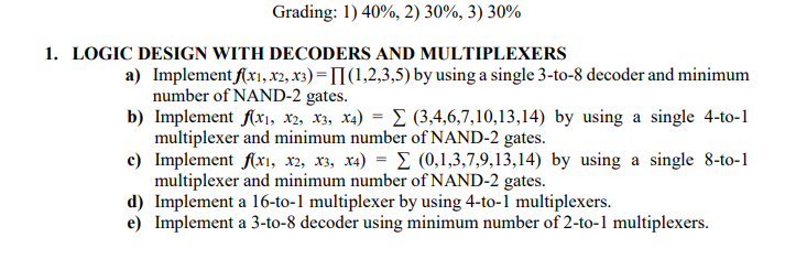 Solved 1. LOGIC DESIGN WITH DECODERS AND MULTIPLEXERS a) | Chegg.com