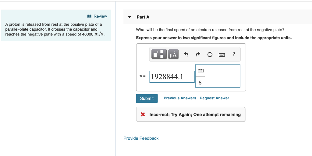 Solved Review Part A A proton is released from rest at the | Chegg.com